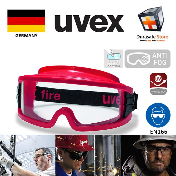UVEX 9301633 Ultravision Gas-tight Chemical Red Frame Safety Goggle ...