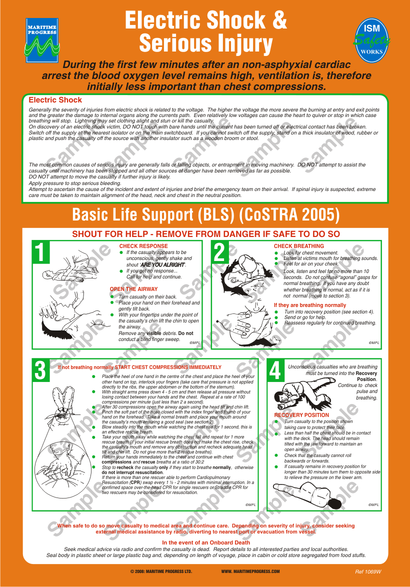 MARITIME PROGRESS - UK 1069WV Safety Poster for Electric Shock and ...