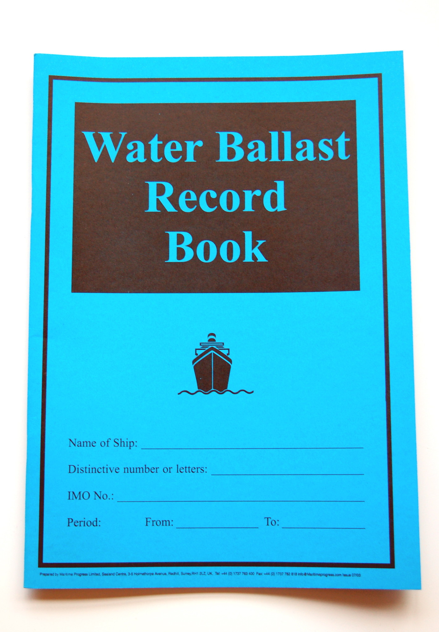 MARITIME PROGRESS - UK PB1204Y Water Ballast Record Book (Impa 332642 ...