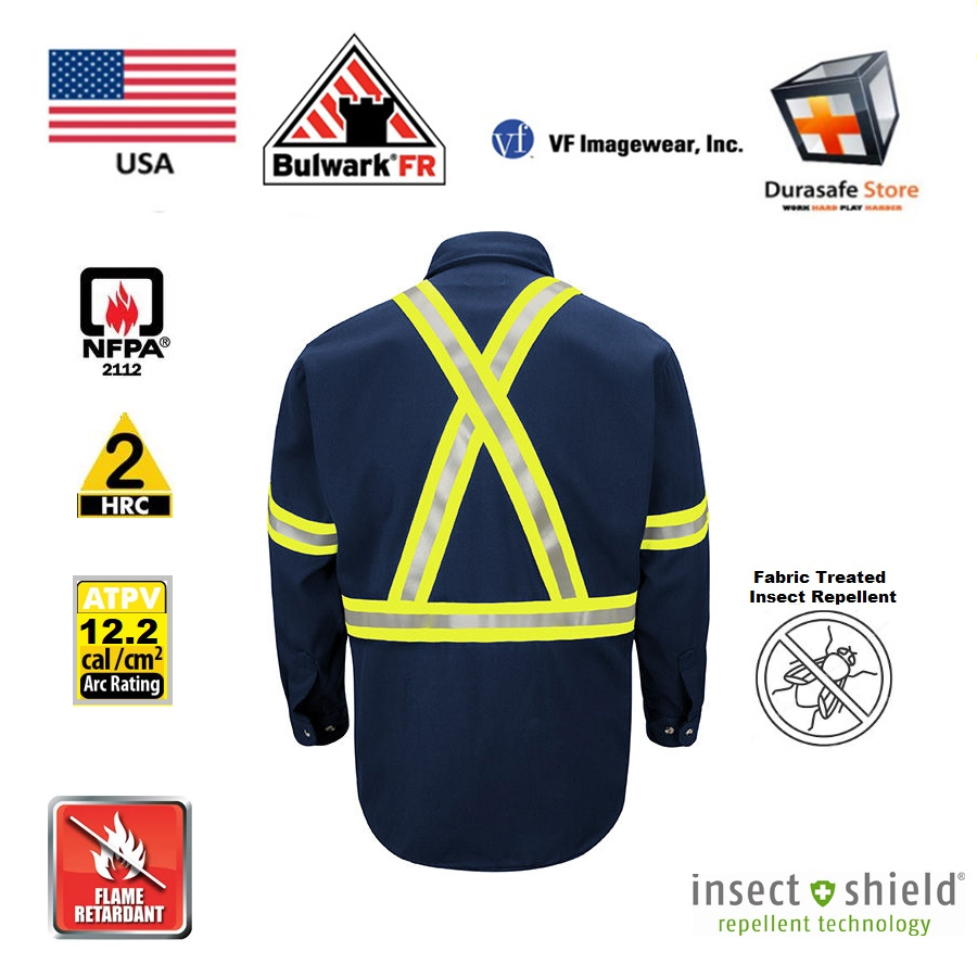 BULWARK SLUCNV Dress Uniform Shirt Navy - Thailand Best Work Wear and ...