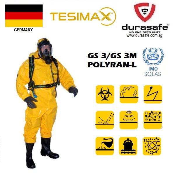 TESIMAX GS3 Polyran SOLAS Approved Chemical Protection Suit Size M-2XL ...