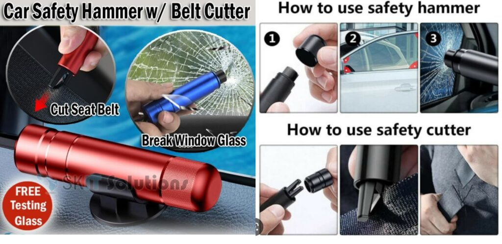 DURAPRO Mini Safety Hammer Emergency Seat Belt Cutter Car Window ...